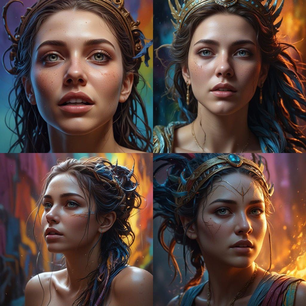 Goddess Unveiled in Vibrant Hyperrealism - AI Art
