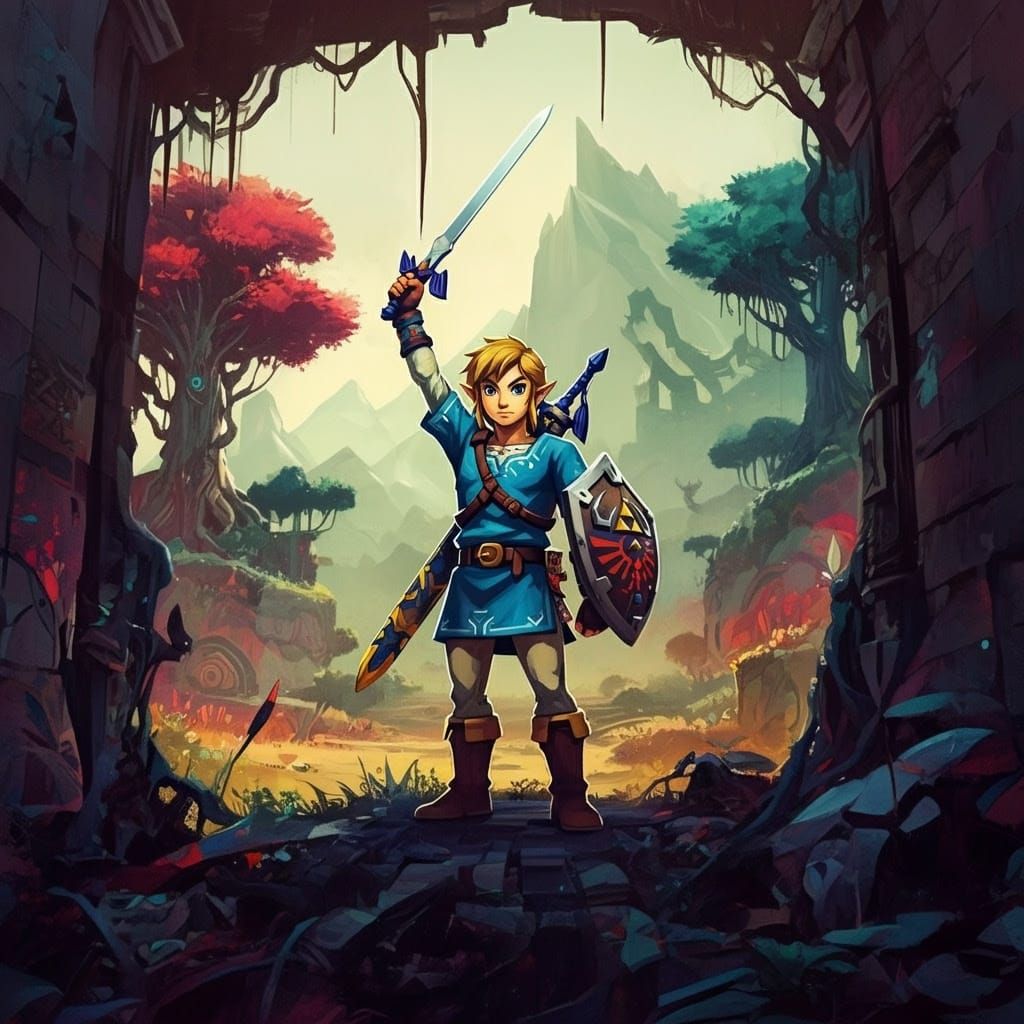 The Legend of Zelda - Heroic Fantasy in Vibrant Graffiti Sty...