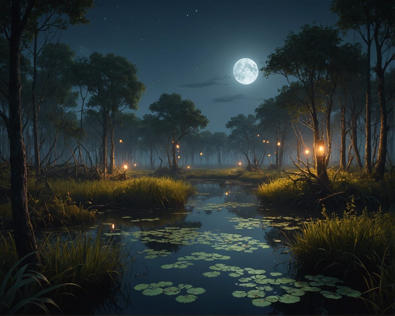 Night Marsh - AI Generated Artwork - NightCafe Creator