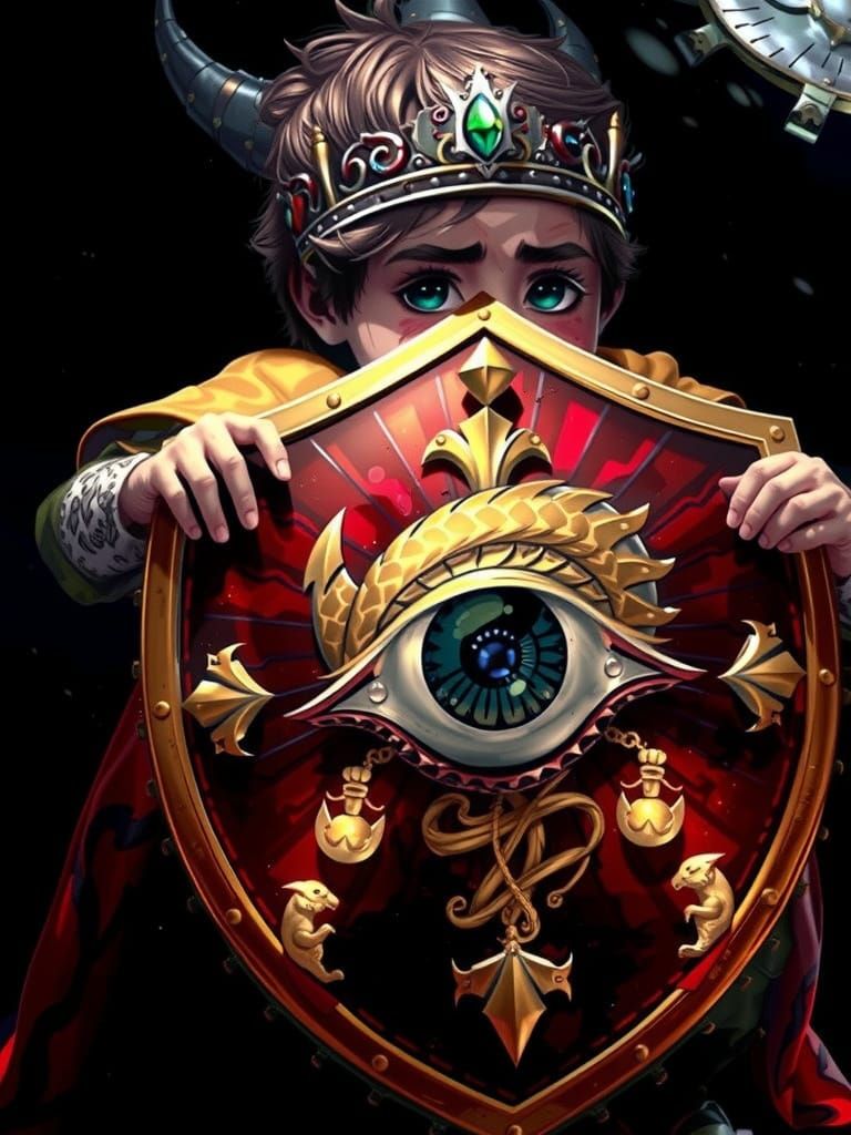 Shyness, exhaustion, Insanity? The little mad prince and his cursed shield