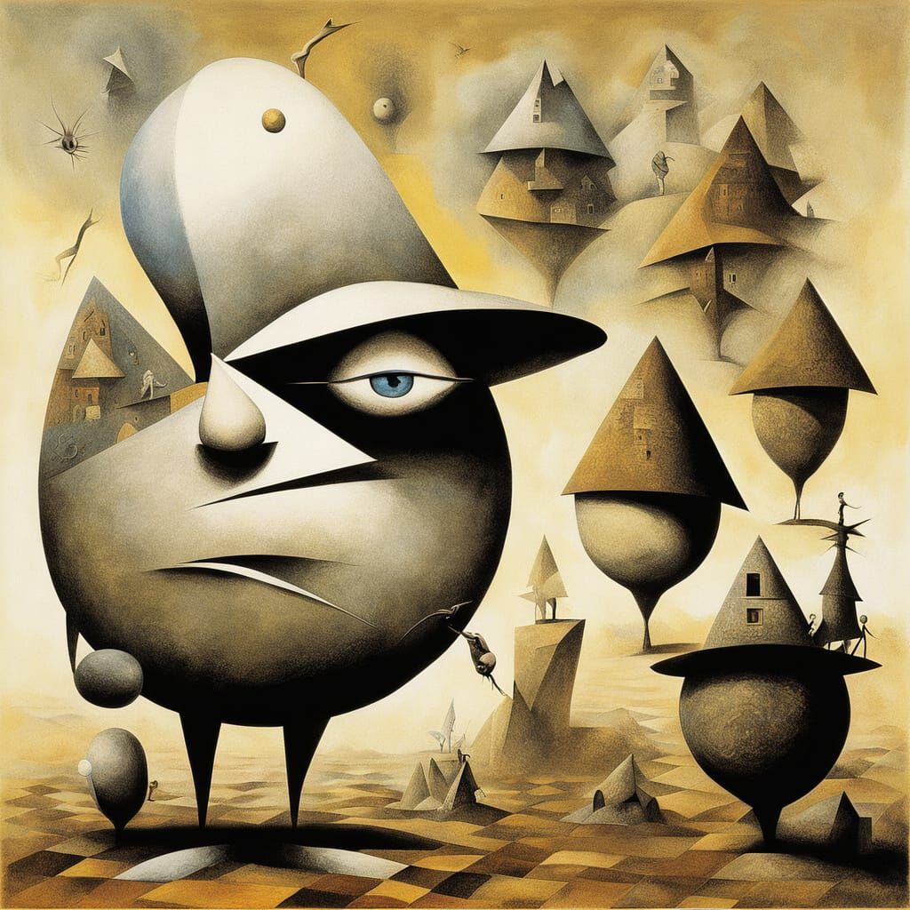 Surreal Cubist Humpty Dumpty in a Dark, Distorted ... - AI Art
