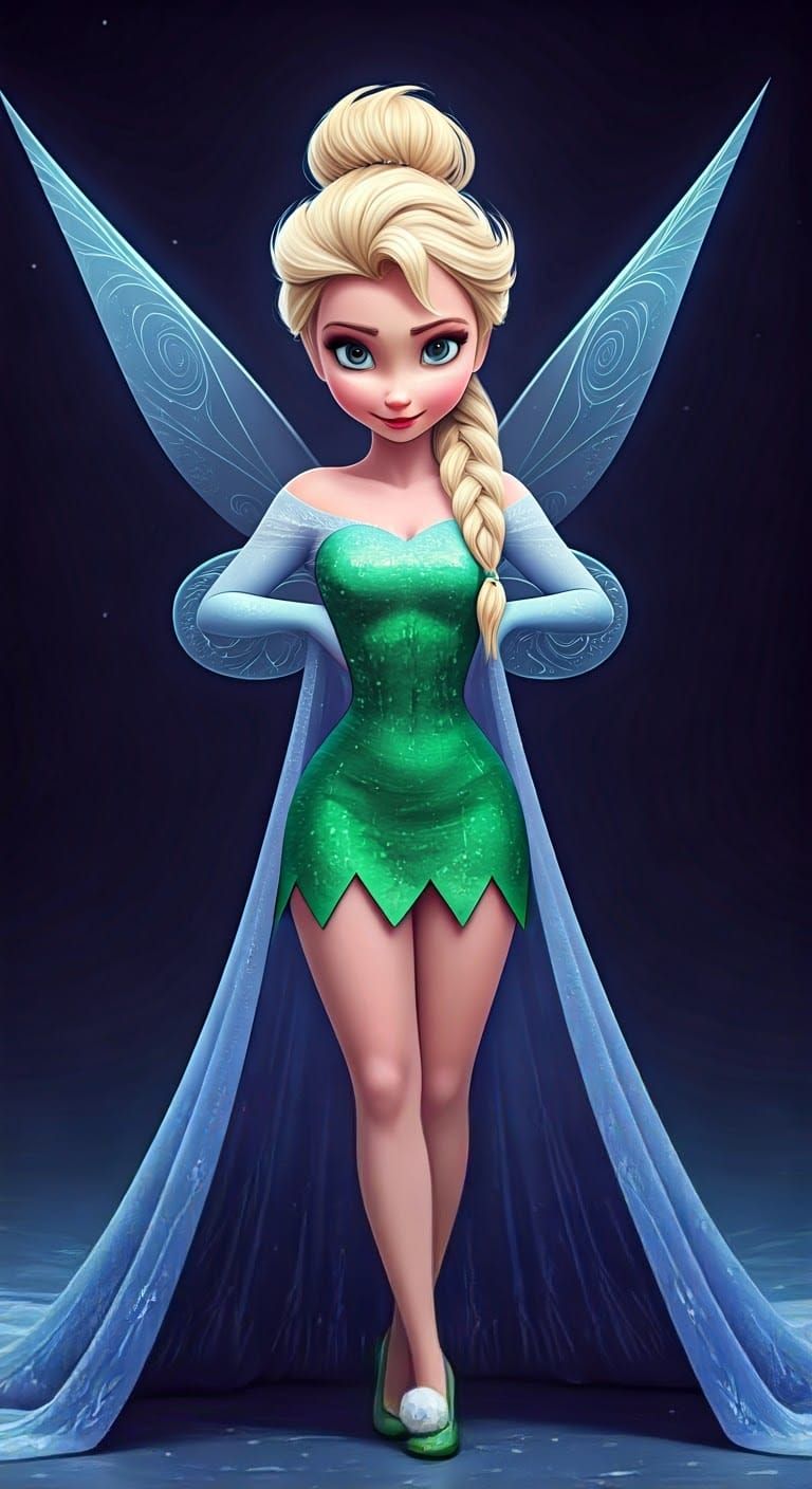 Tinkerbell as Elsa: A Frozen Concept Art Masterpie... - AI Art