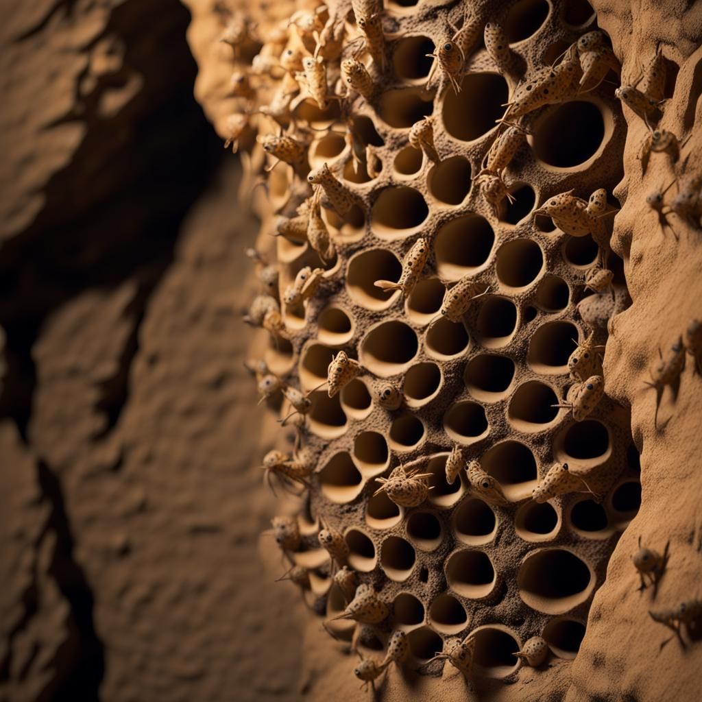 Elaborate Mud Dauber nests hanging in a cave, 4k resolution, a ...