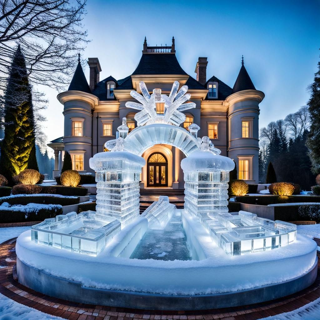 Ice sculpture immaculate Mansion Villa - AI Generated Artwork ...
