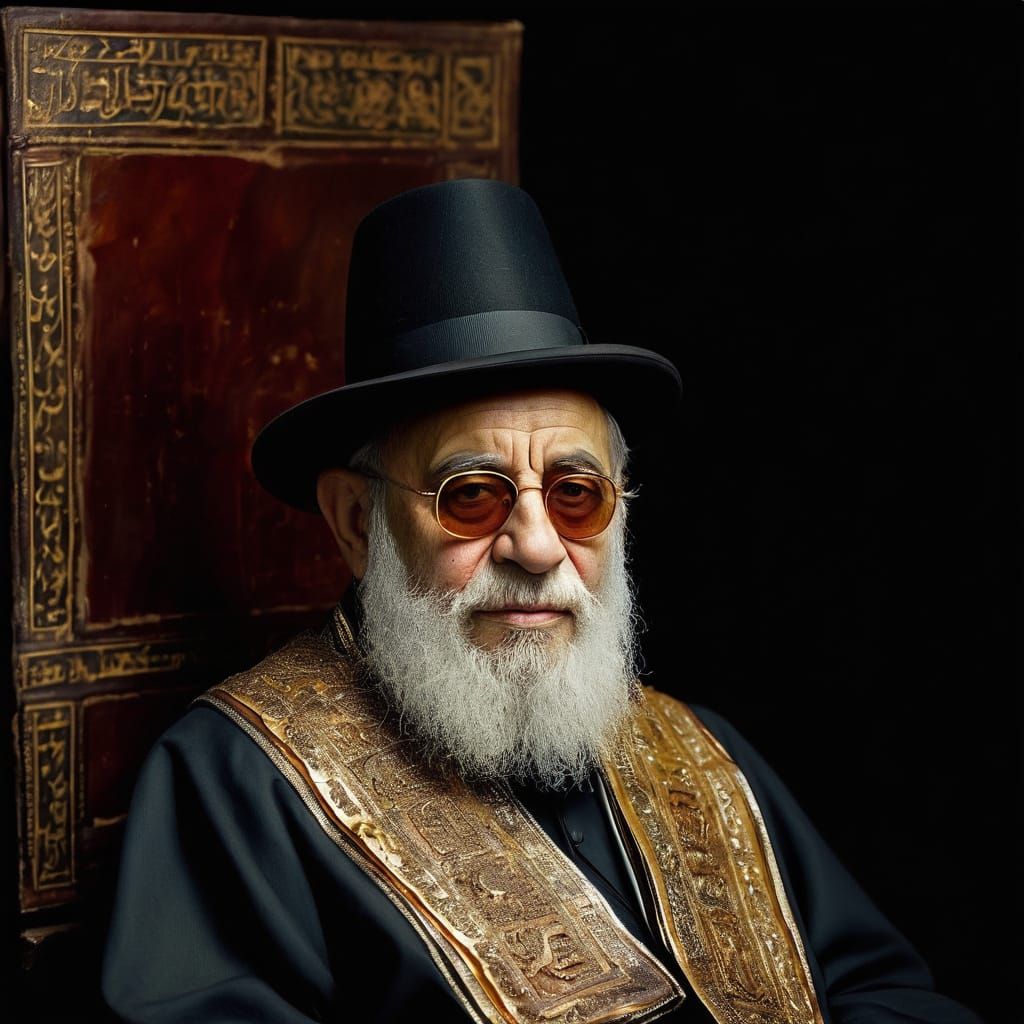 Rabbi in Study, Surrounded by Ancient Tomes - AI Art