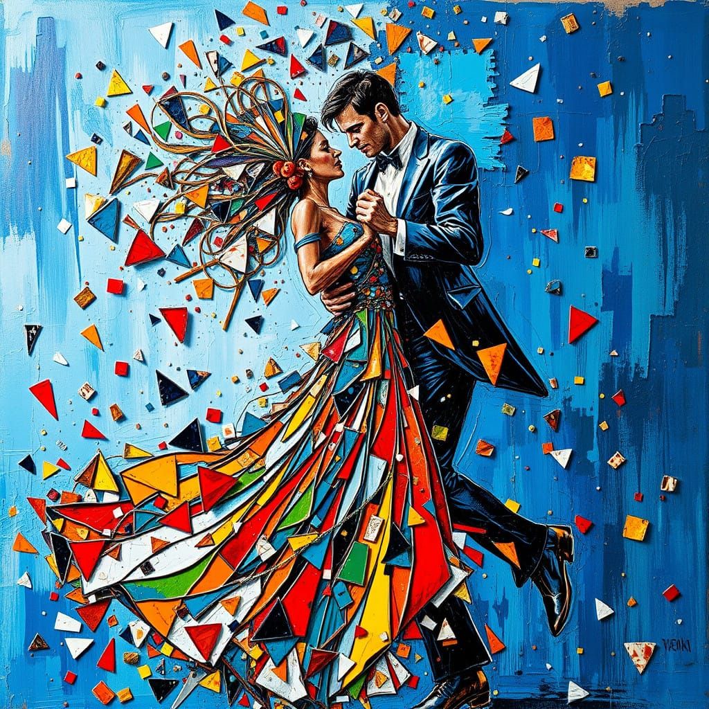 An epic abstract impressionist masterpiece of art showing the dance of ...