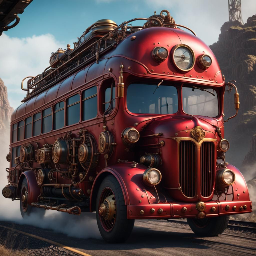 Steampunk Bus - AI Generated Artwork - NightCafe Creator