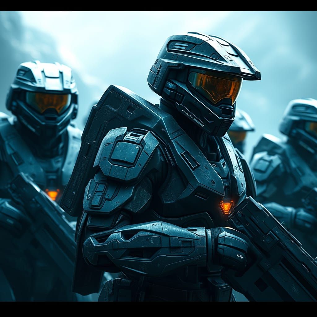 Halo UNSC Marines in Futuristic Armor - AI Art