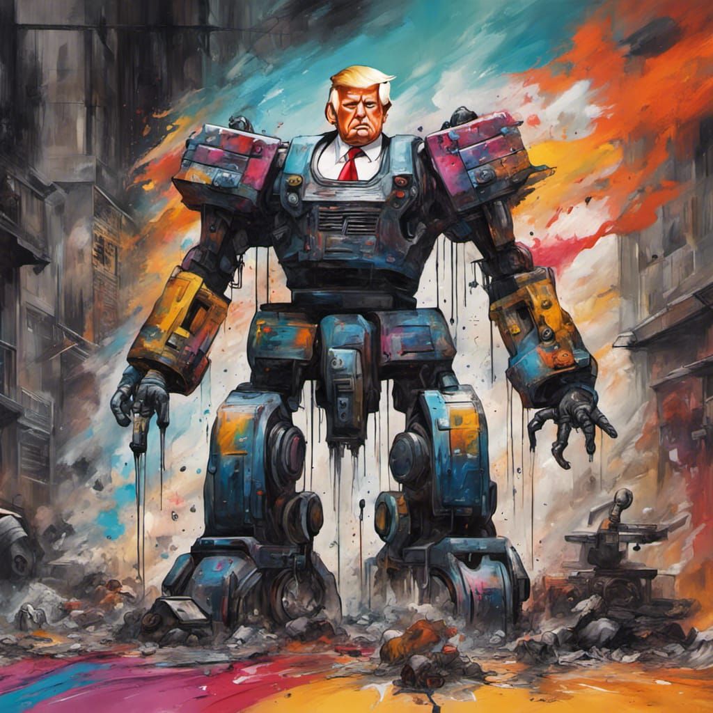 Donald Trump controlling a mech. - AI Generated Artwork - NightCafe Creator