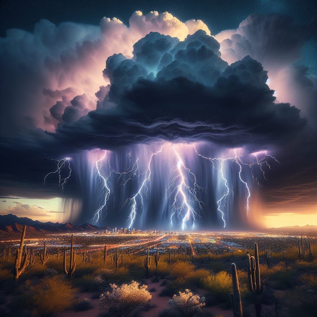 Dramatic Monsoon Microburst - AI Generated Artwork - NightCafe Creator