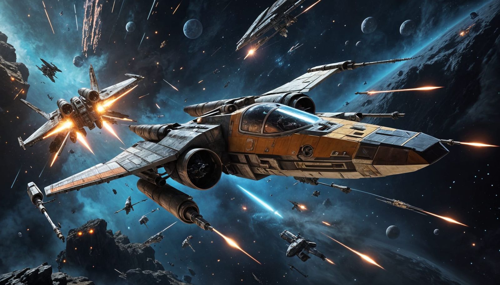 A X-Wing In Flight - Galactic Dogfight in Star Wars