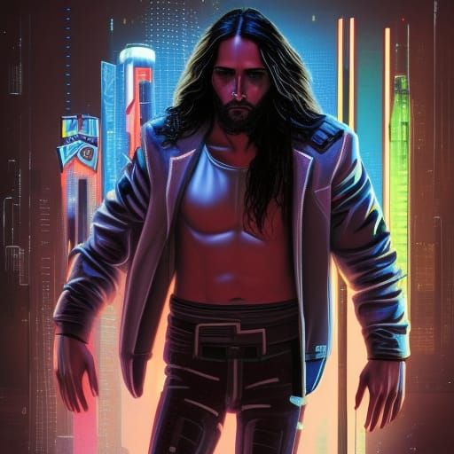 Cyberpunk Jesus - AI Generated Artwork - NightCafe Creator