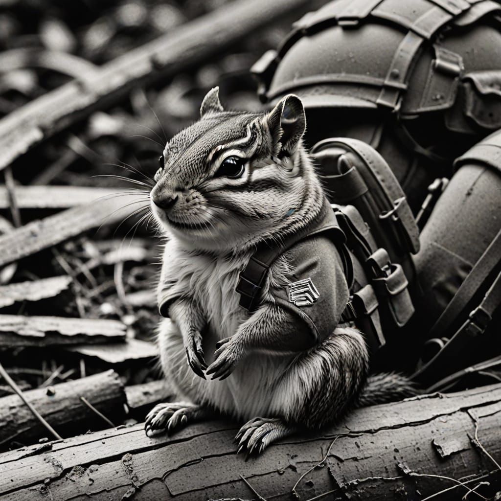Unknown Chipmunk Soldier - A Chipmunk Soldier Slumbers in B&...