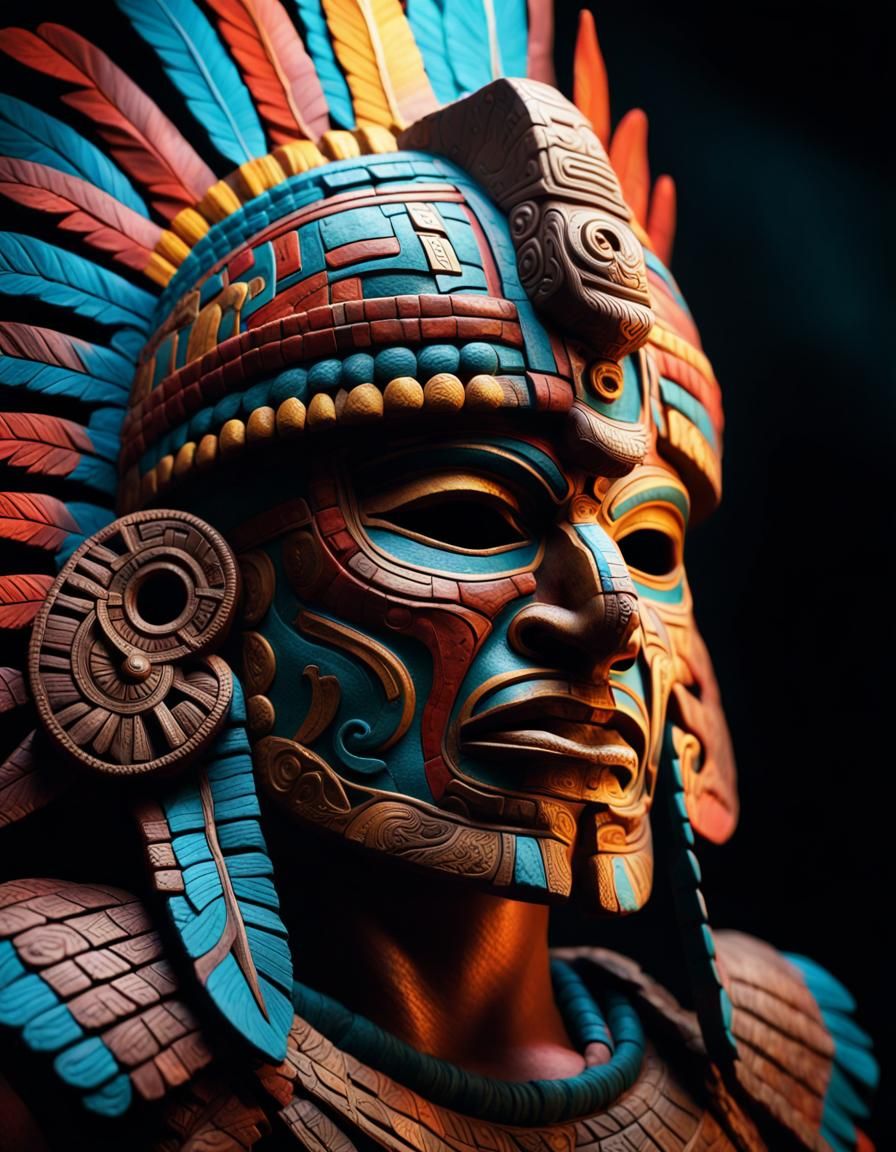 Mayan warrior mask powerful dramatic cinematic lighting chiaroscuro ...