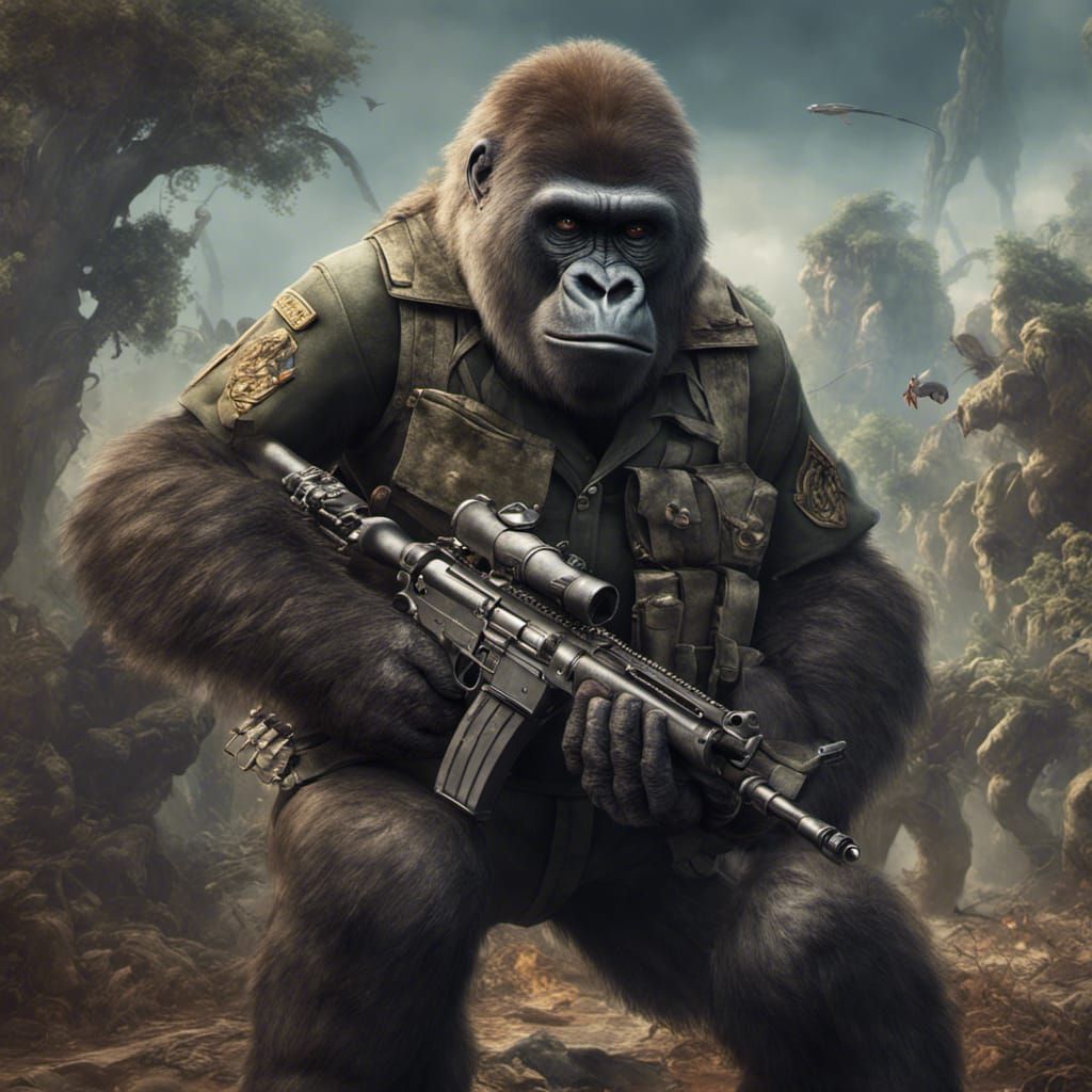 Gorilla Warfare - AI Generated Artwork - NightCafe Creator