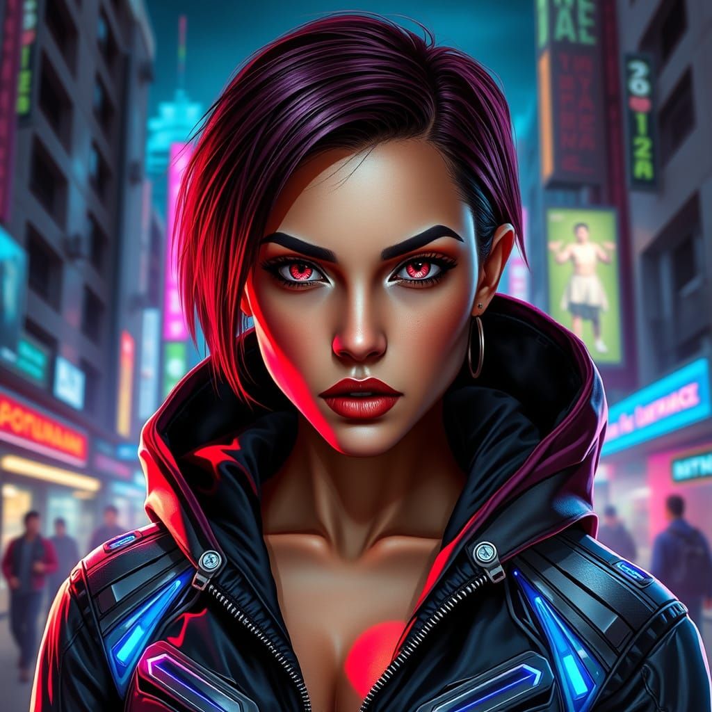 "A stunning, hyper-realistic book cover featuring a 22-year-old Cuban female vampire hacker with ...