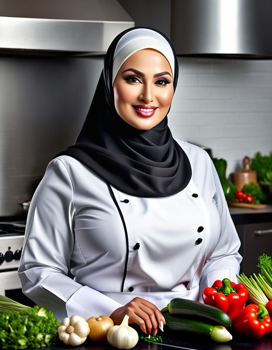 Intricately detailed beautiful middle eastern curvy slightly overweight ...