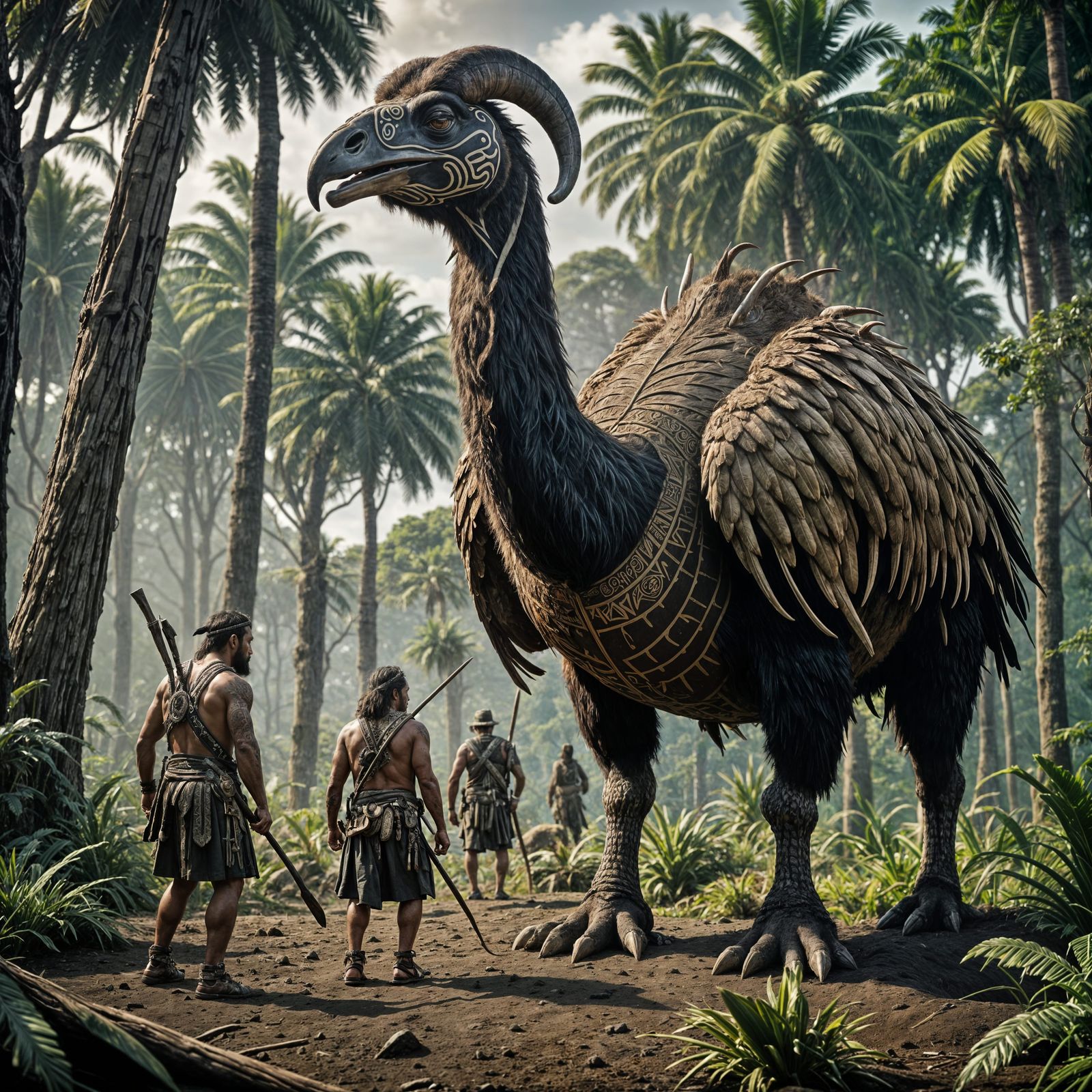 Maoris hunting the giant Moa - Maori Warriors Hunt the Majes...