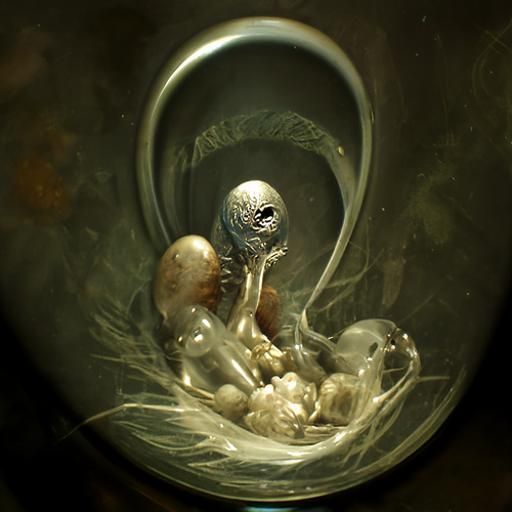 embryo of an alien species in utero, lots of different colors, octane ...