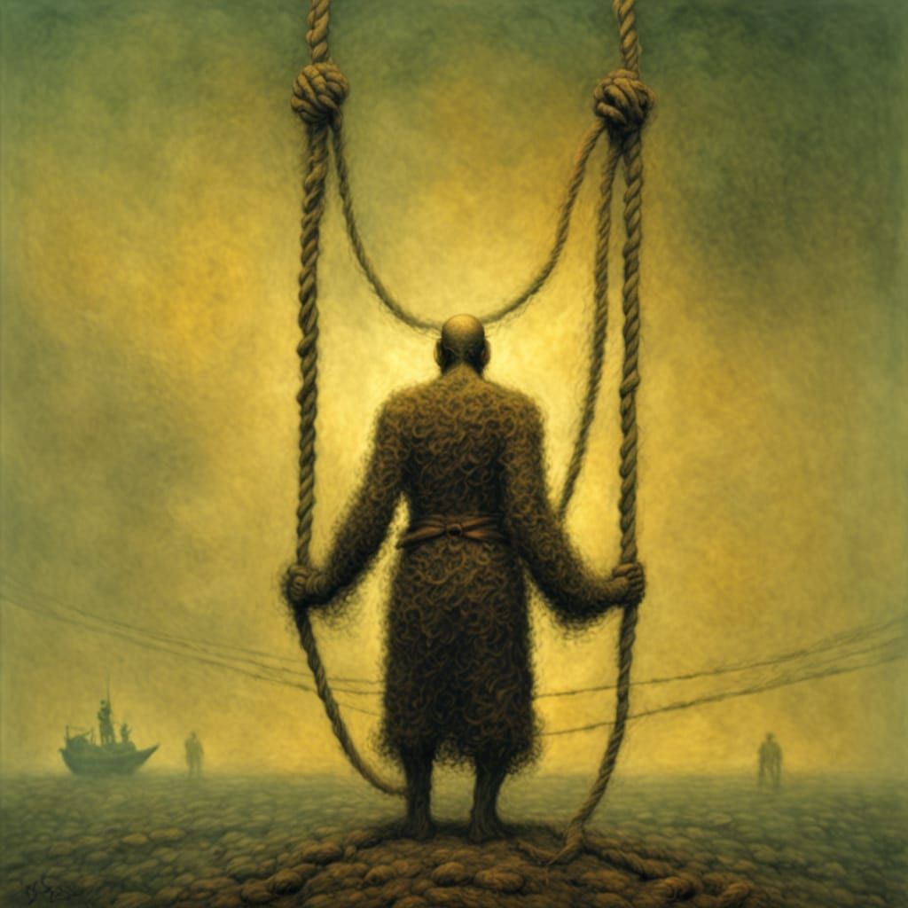 Rope Man by Zdzislaw Beksinski - Surrealist Masterpiece of M...