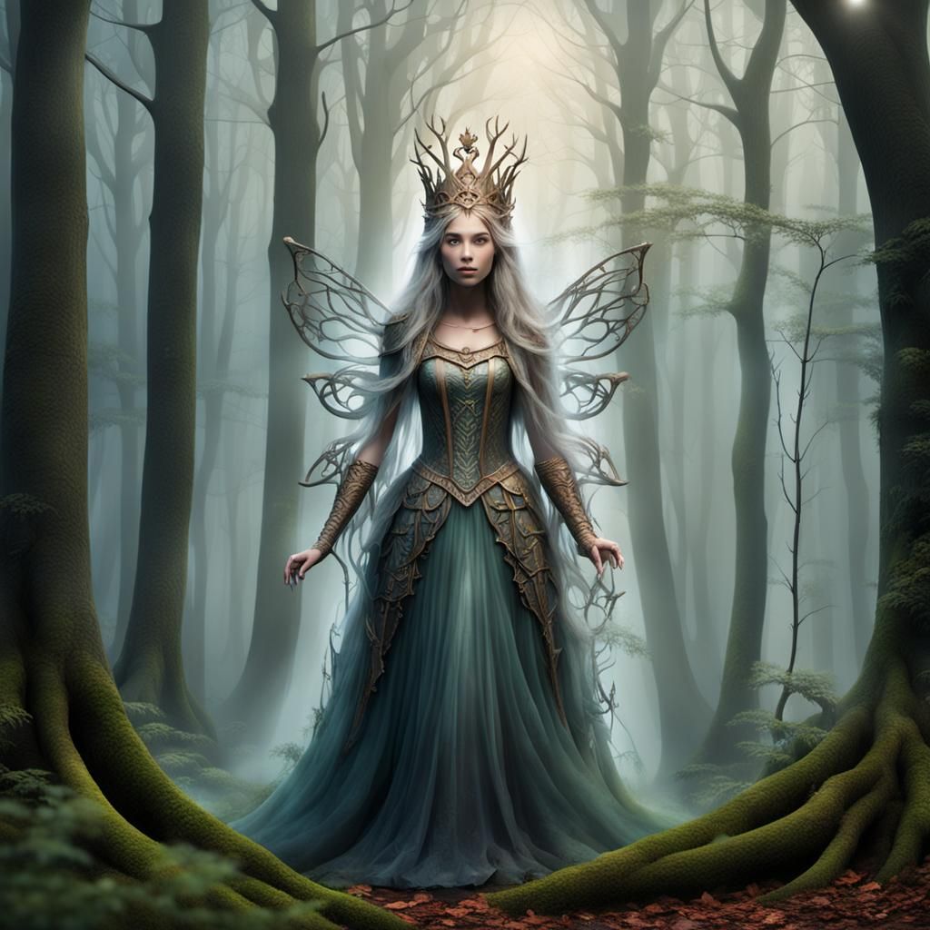A wood princess emerging from the mist of an enchanted forest. - AI ...