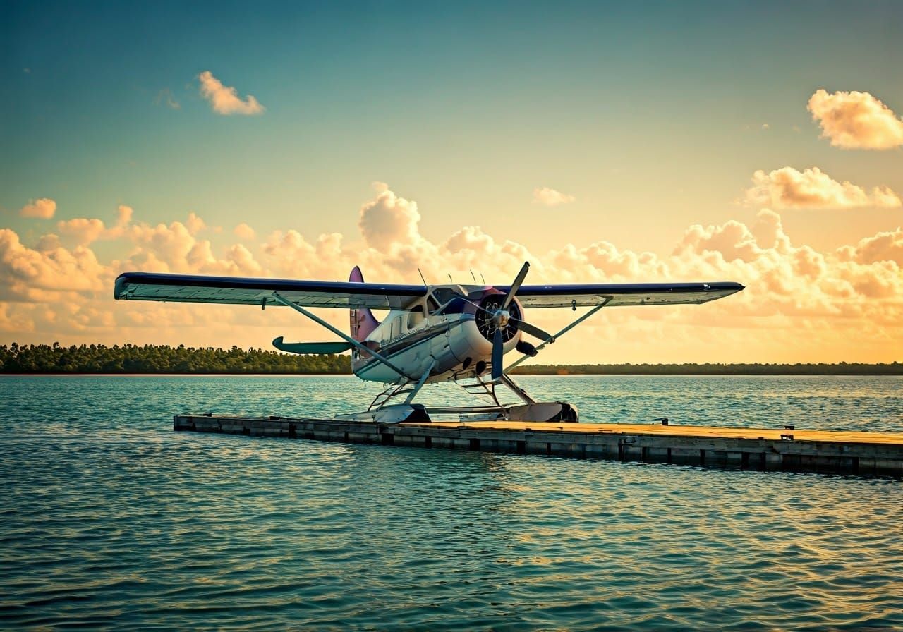 Vintage Seaplane in Tropical Paradise - AI Art