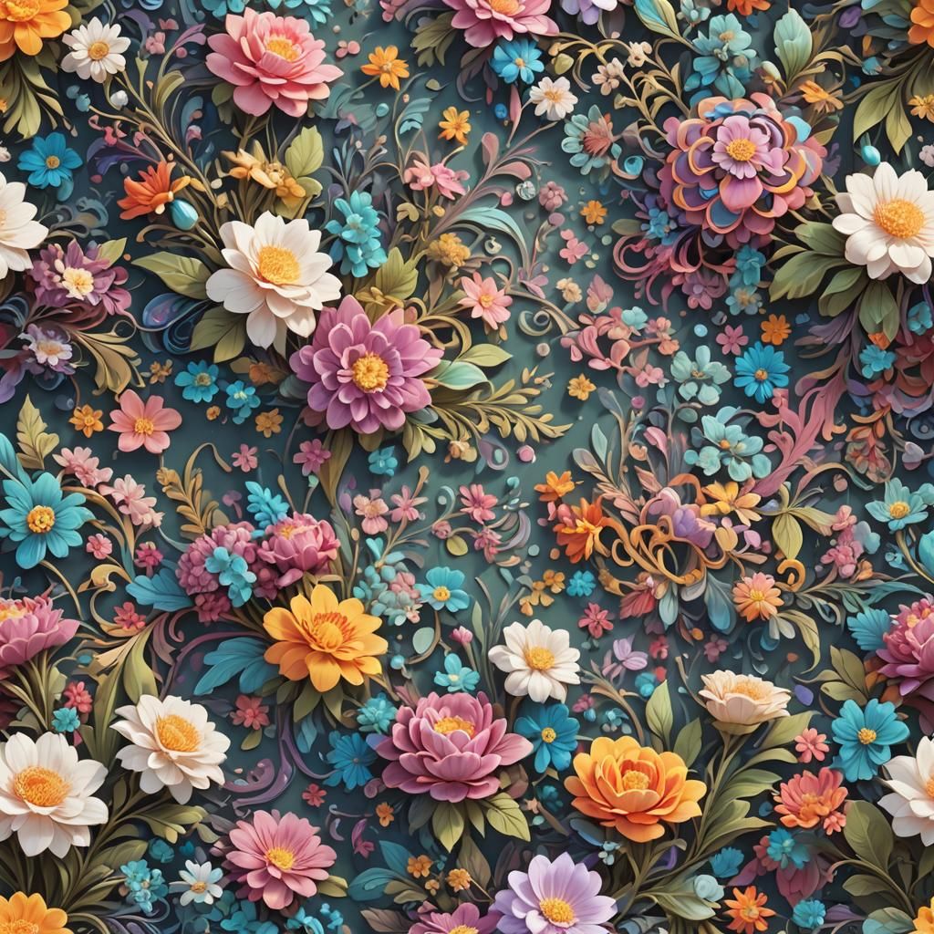 Flowers seamless patterns v2 - AI Generated Artwork - NightCafe Creator