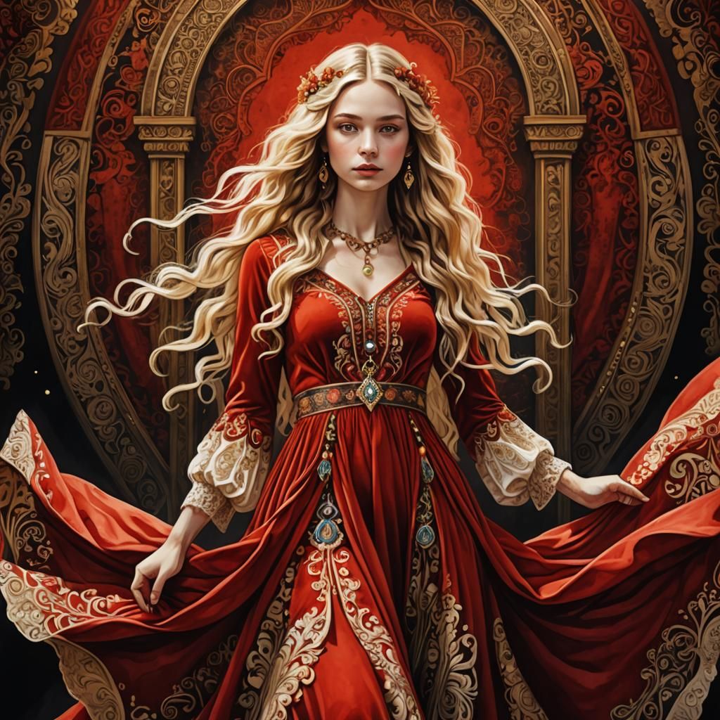 Medevil red princess - AI Generated Artwork - NightCafe Creator