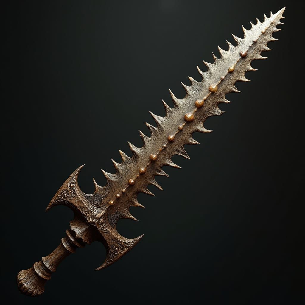 Shark Tooth Wooden Sword in Biomechanical Style - AI Art