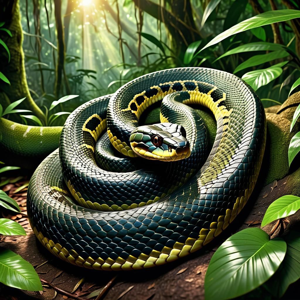 "Bushmaster Snake in a Rainforest - AI Generated Artwork - NightCafe ...