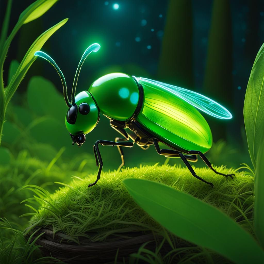 Capture the world through the lens of a glowing green firefly bug‘s ...