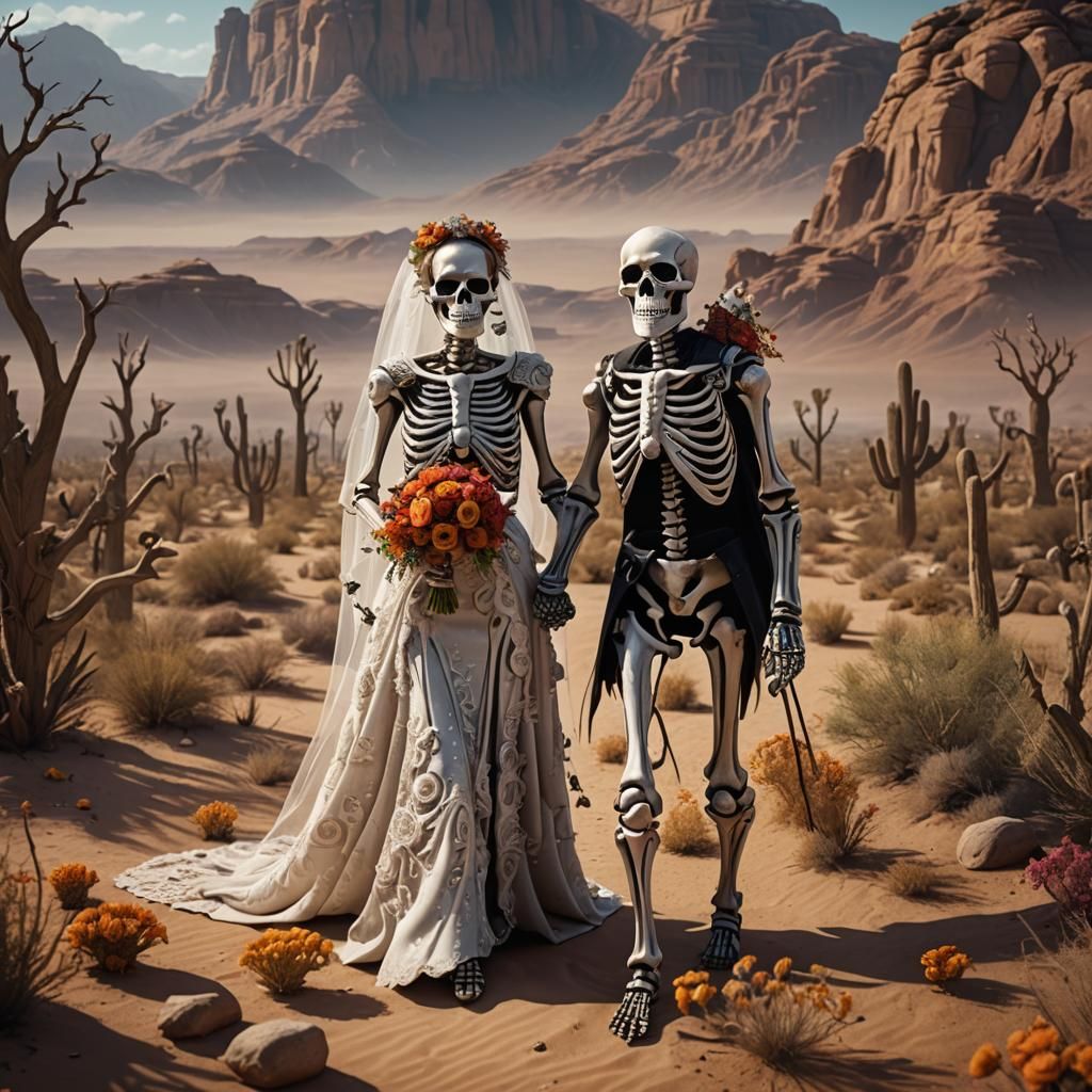 Skeleton Bride and Groom - AI Generated Artwork - NightCafe Creator