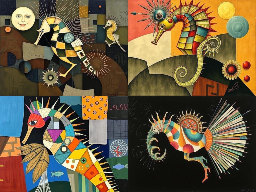 Abstract Cubist Seahorse Hybrid - AI Art