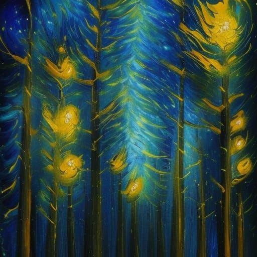 Autumn trees at night - AI Generated Artwork - NightCafe Creator