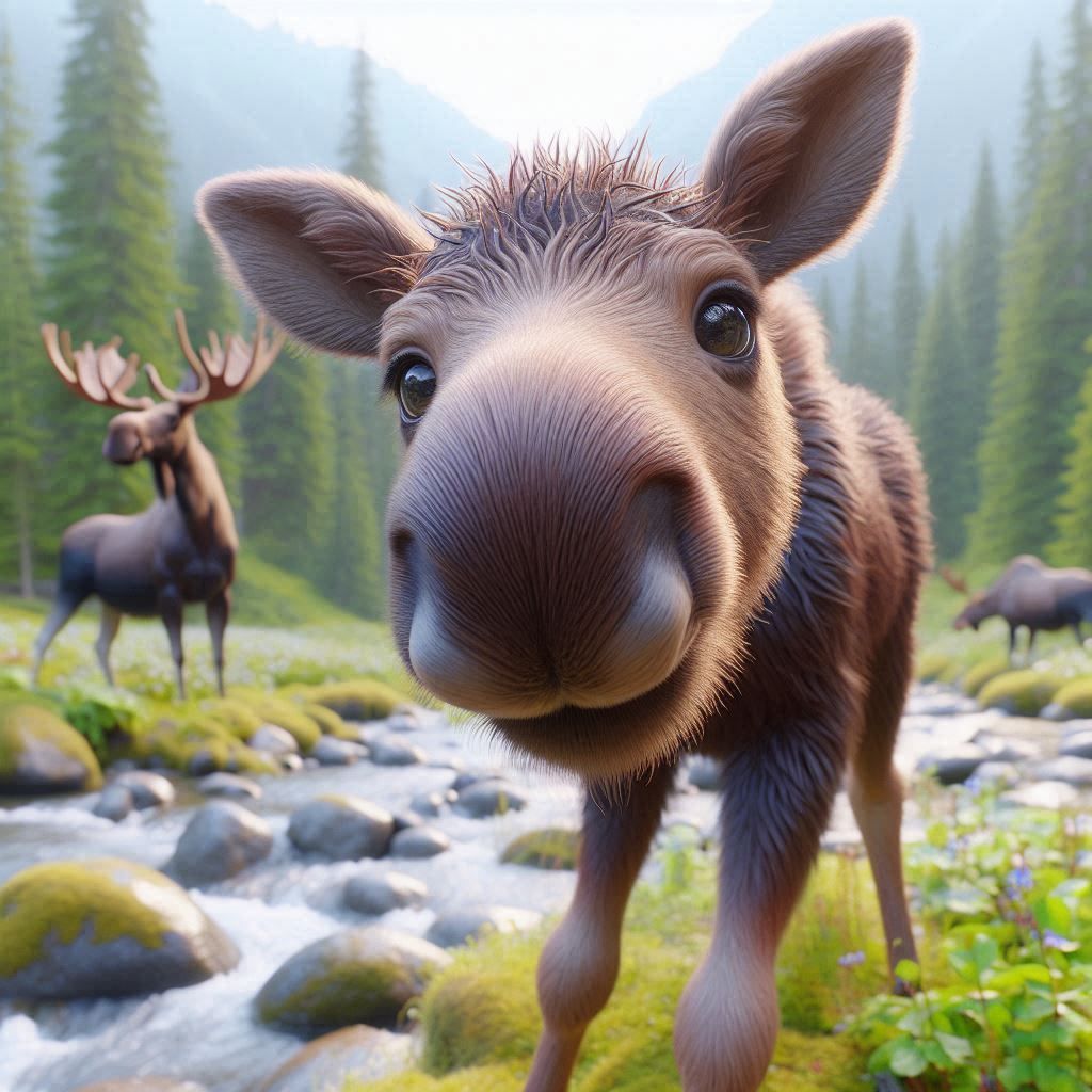 Curious Moose Calf - AI Generated Artwork - NightCafe Creator