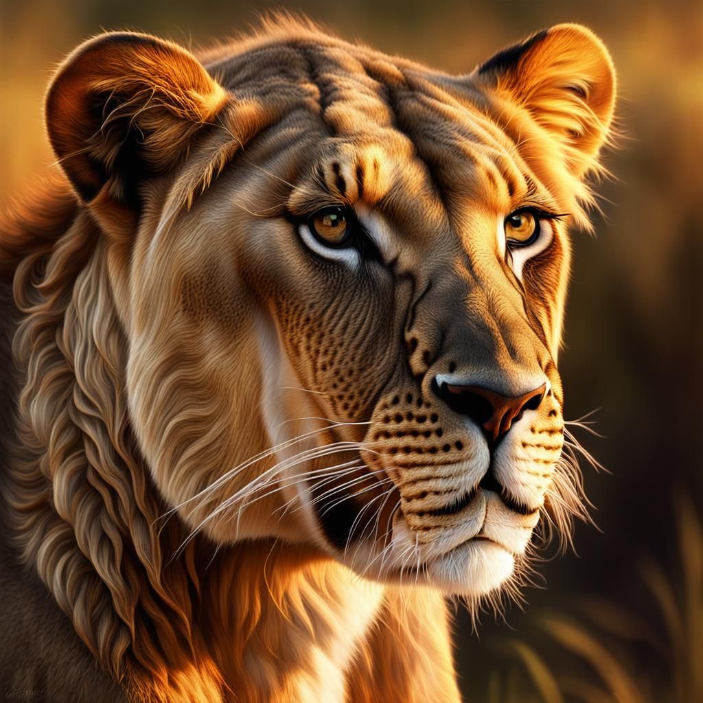 Masterpiece Monday: A photorealistic portrait of a lioness - AI ...