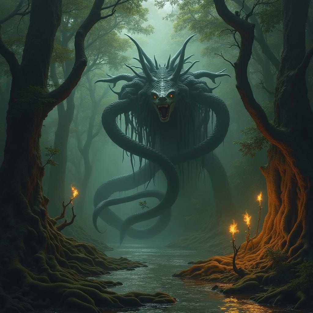Greek hydra - Mysterious Dark Serpentine Hydra Rises from An...