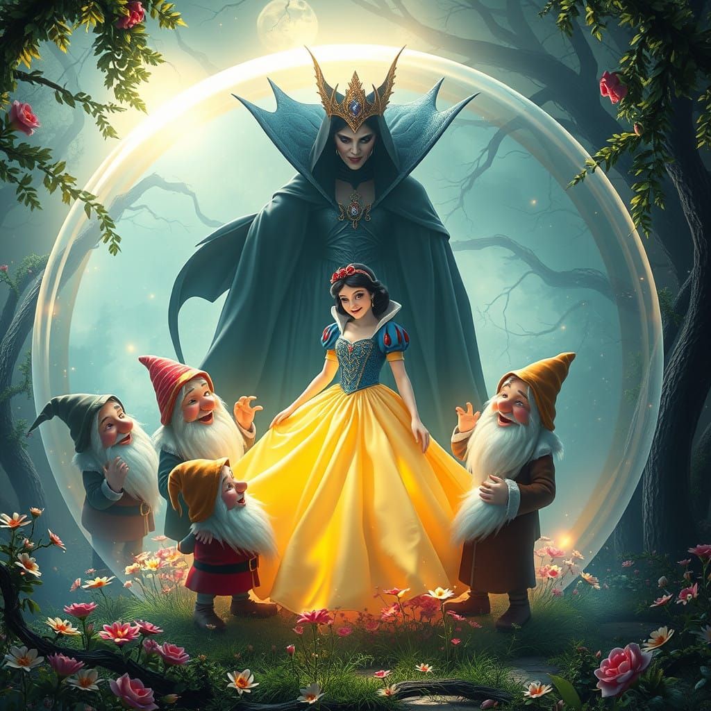 Dreamlike Scene with Snow White and the Seven Dwar... - AI Art