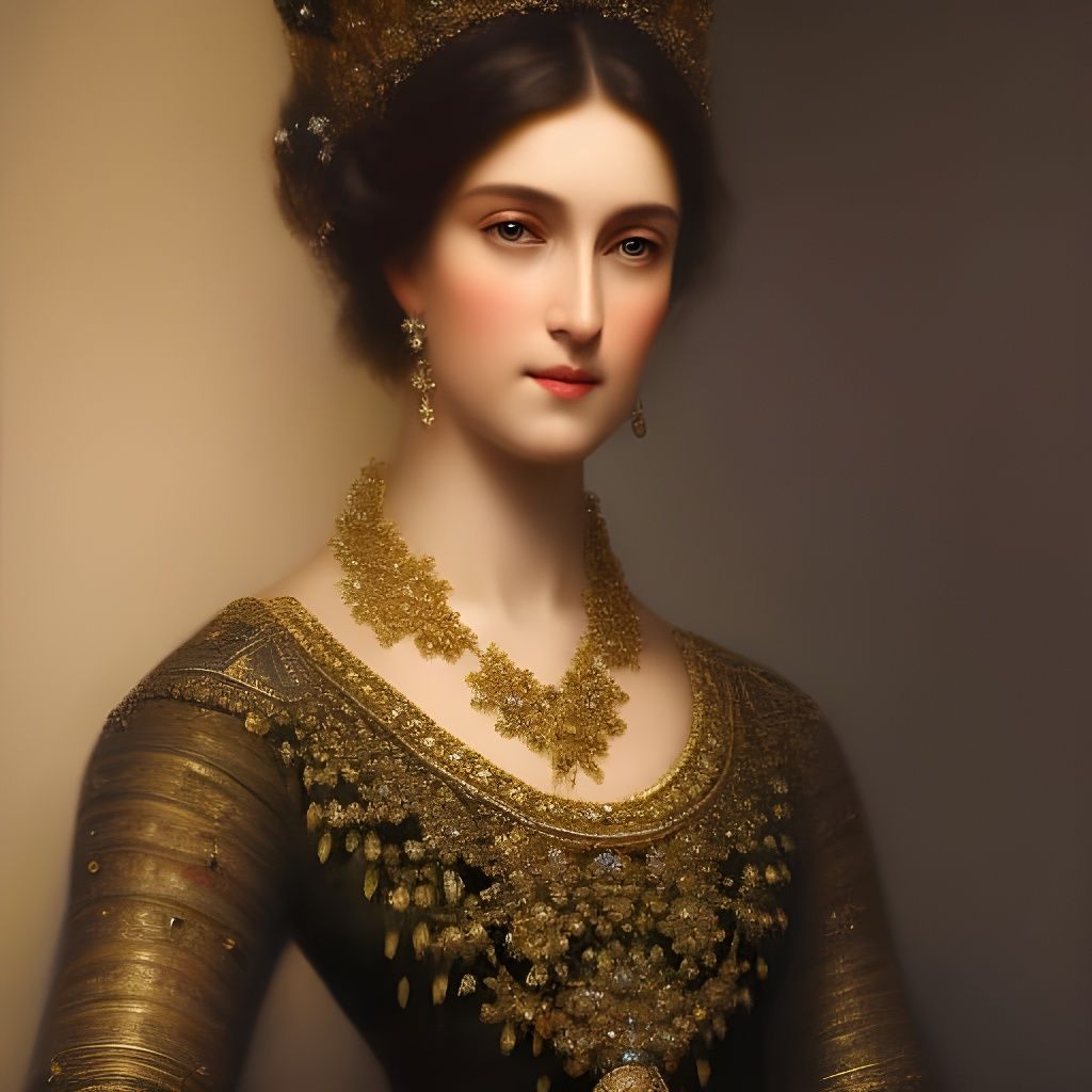 Young Bride Wearing Intricate Gold Wedding Dress - AI Generated Artwork ...