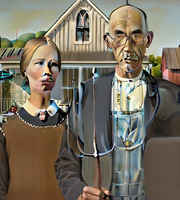 Alien American Gothic: Hyperdetailed Concept Art - AI Art