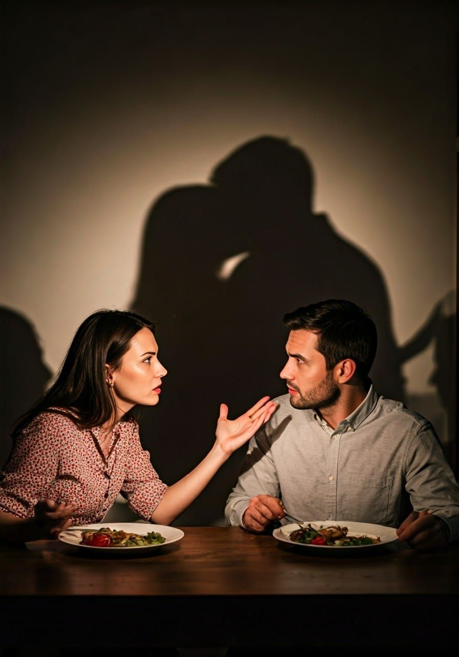 Couple's Emotional Turmoil Captured in Moody Dinne... - AI Art