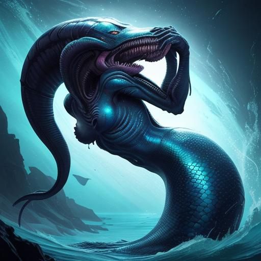 Xenomorph Mermaid Full Body - AI Generated Artwork - NightCafe Creator