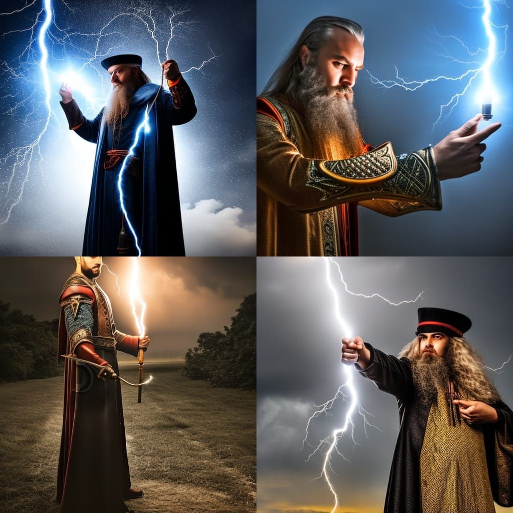 Mystical wizard with lightening from his hand - AI Generated Artwork ...