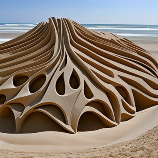 biomorphic round epic sand castle architecure, curvy sand columns, zaha ...