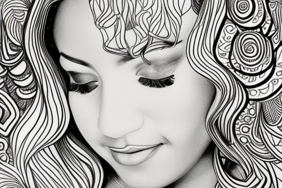 Beautiful Face Coloring Page - AI Generated Artwork - NightCafe Creator
