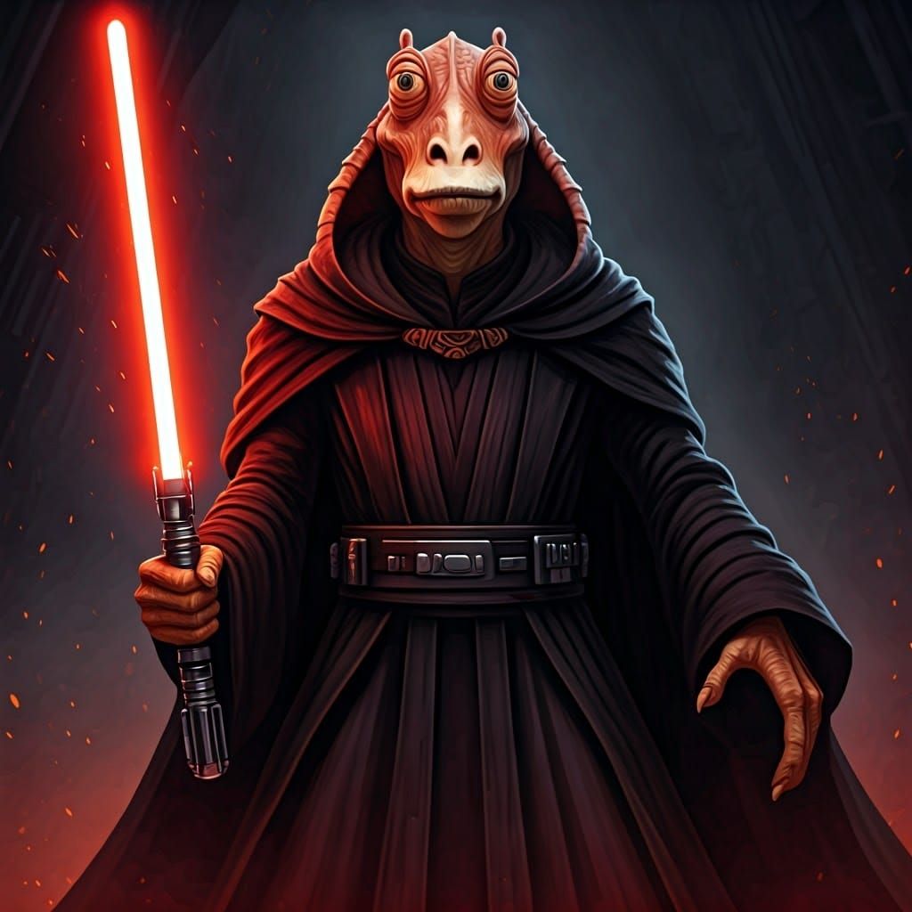 Majestic Sith Lord Jar Jar Binks Wields Fiery Red ... - AI Art