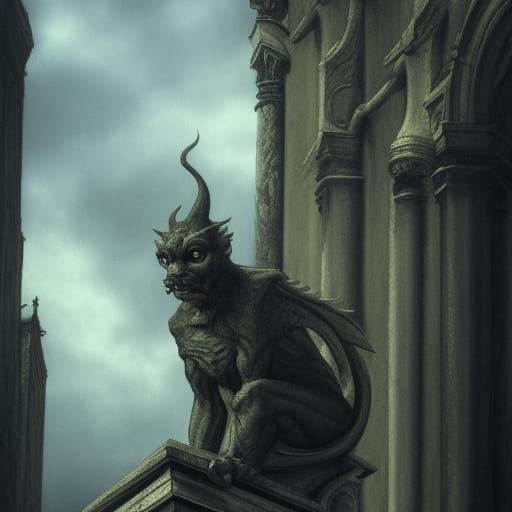 Gargoyle Sitting On A Building ledge - AI Generated Artwork - NightCafe ...
