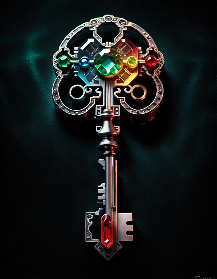 Photo of an extreme cyberpunk key, with a complex circuit and ...