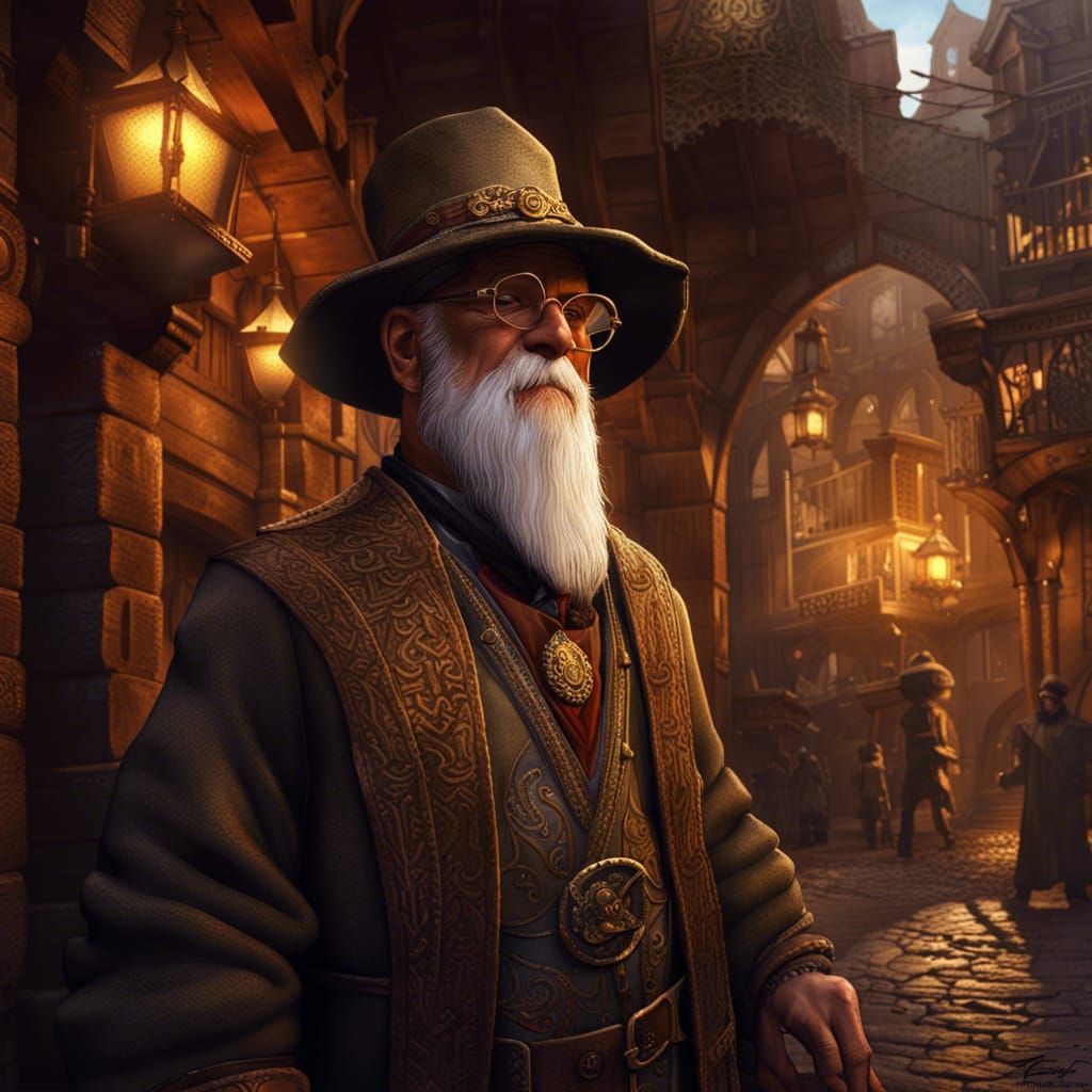 Terry Pratchett as Sam Vimes, in the town of Ankh-Morpork - AI ...