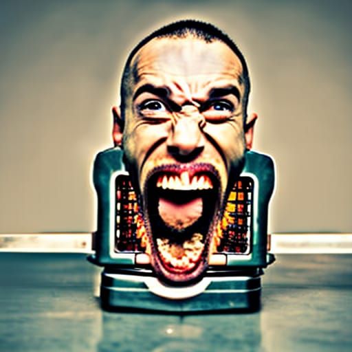 Metal Mouthed Man Screaming at the Cheese - AI Generated Artwork ...